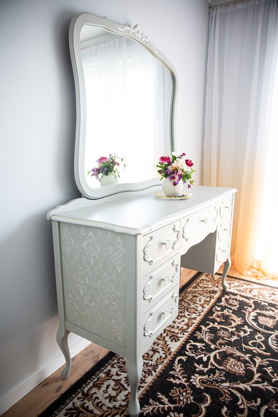 Upcycled Queen Anne Dressing Table/vanity With Mirror - Etsy