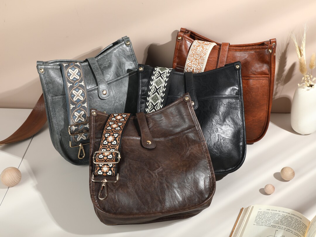 Crossbody Shoulder Bag for Women, Vegan Leather Shoulder Bag With Wide ...