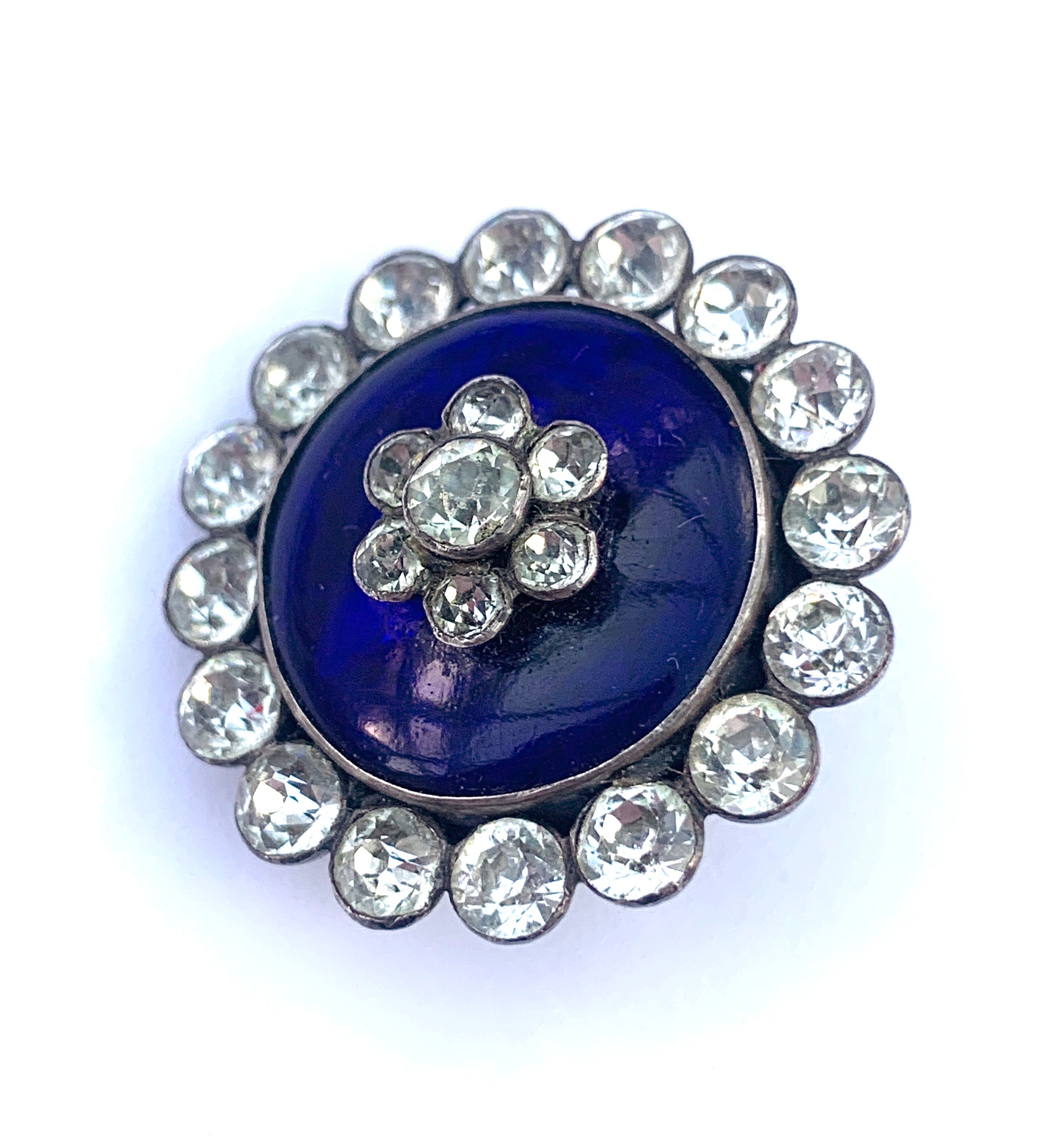 Antique Georgian Bristol Blue Glass & Paste Silver Brooch - Etsy