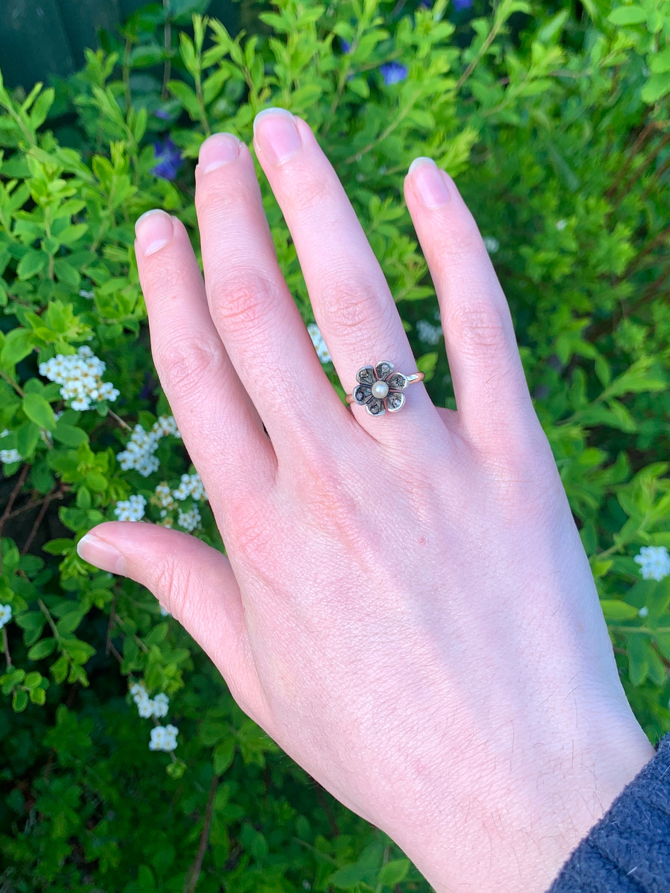 Antique Victorian Gold, Silver, Diamond & Pearl Daisy Flower Ring - Etsy