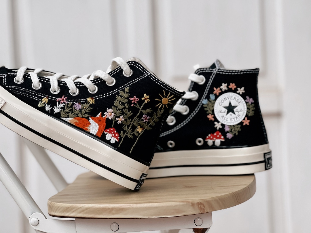Embroidered Converse/converse Mushroom/custom Converse Pet/embroidered ...