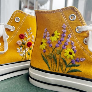 Custom Converse/converse High Tops/embroidered Sweet Rose and Lavender ...