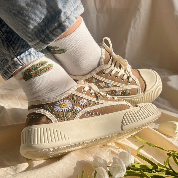 Embroidered Shoes - Etsy