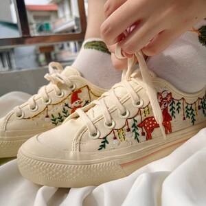 Embroidered Shoes/ Christmas Shoes/snowman Embroidered Shoes Under the ...