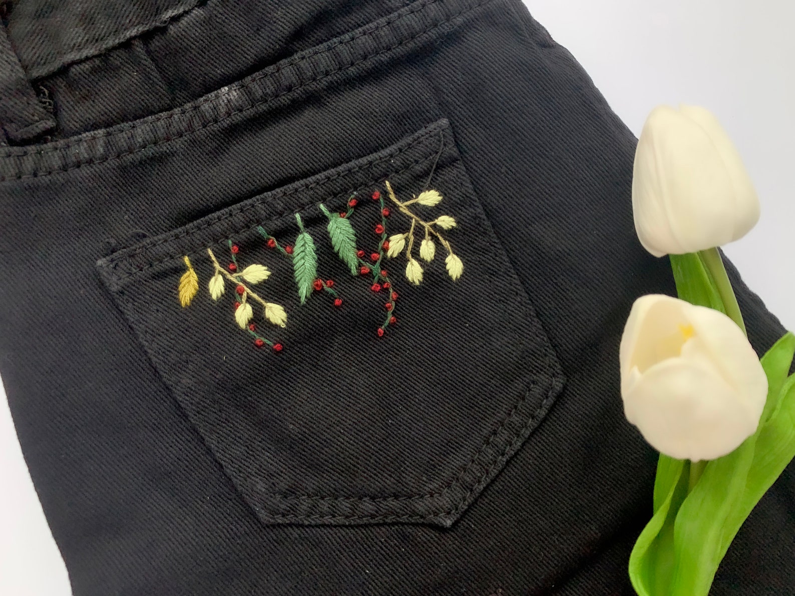 Embroidered Jeans/ Floral Embroidered Jean Shorts/ Embroidered - Etsy