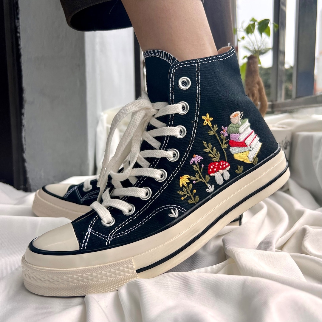 Embroidered Converse/mushroom Converse/embroidered Sneakers Mushroom ...