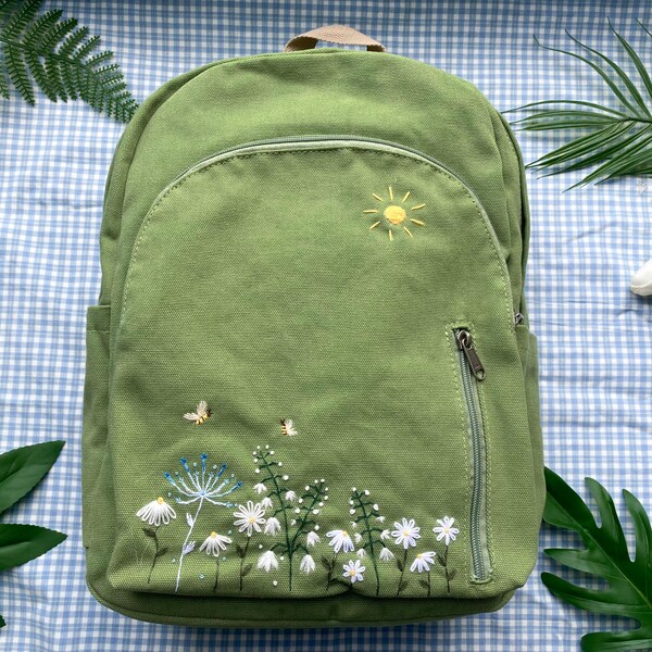 Embroidered Backpack - Etsy