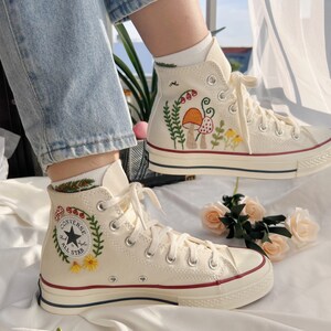 Embroidered Converse/mushroom Converse/embroidered Orange Mushrooms and ...