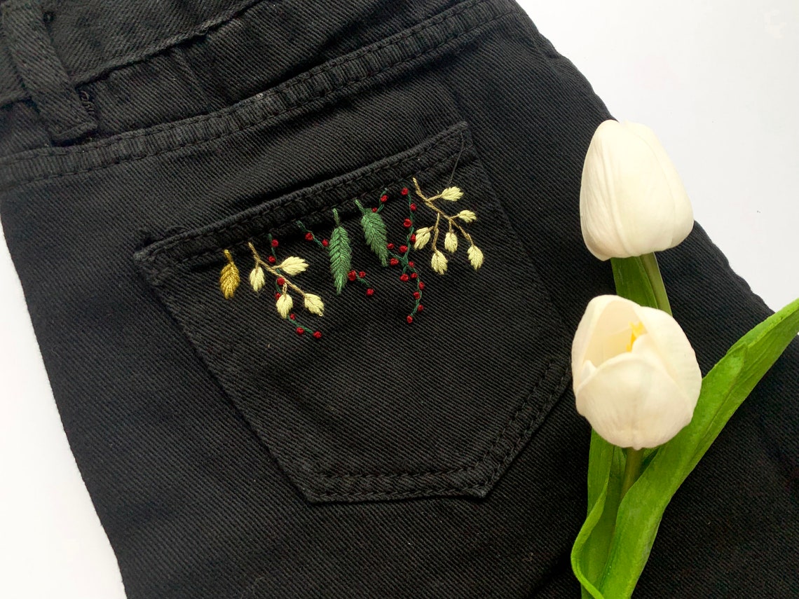 Embroidered Jeans/ Floral Embroidered Jean Shorts/ Embroidered - Etsy