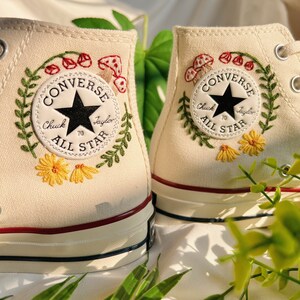 Embroidered Converse/mushroom Converse/embroidered Orange Mushrooms and ...