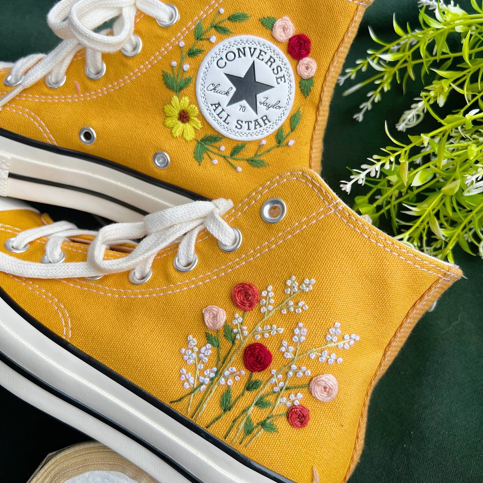 Custom Converse/converse High Tops/embroidered Sweet Rose and - Etsy