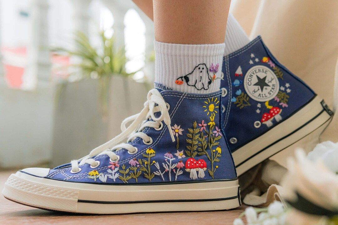 Embroidered Converse/mushroom Converse/custom Converse High Tops Sweet ...