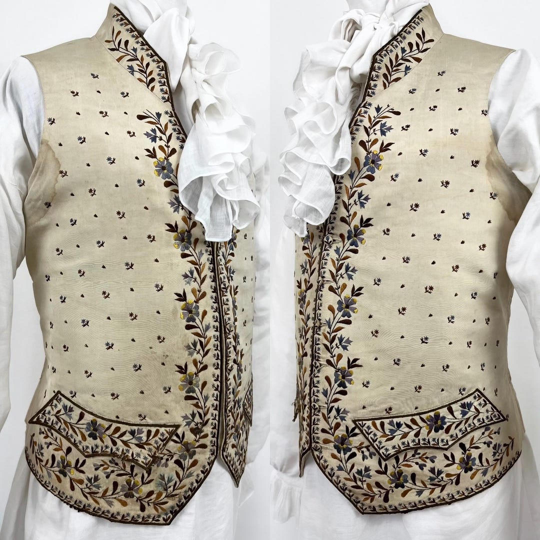 Antique Regency Embroidered Waistcoat - Etsy
