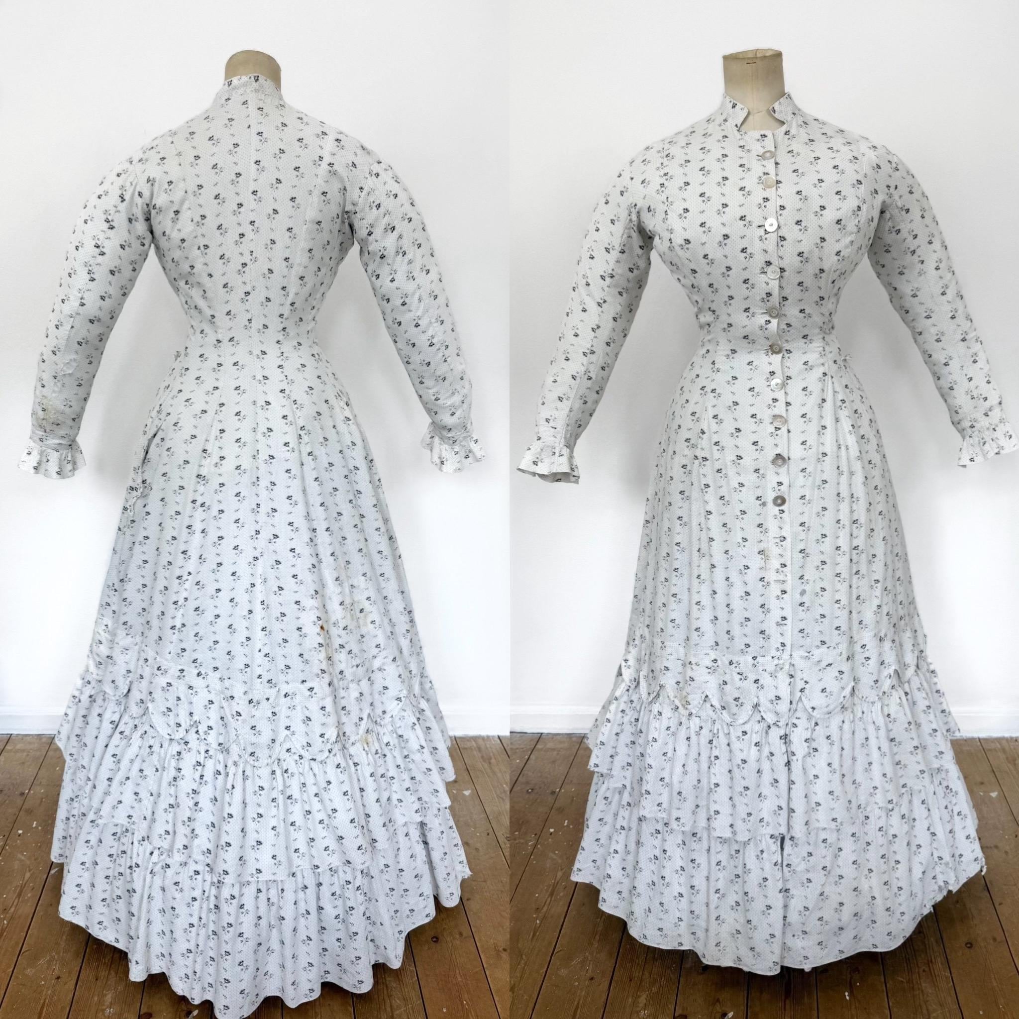 Antique Victorian Dress Printed Cotton Wrapper 1870s - Etsy