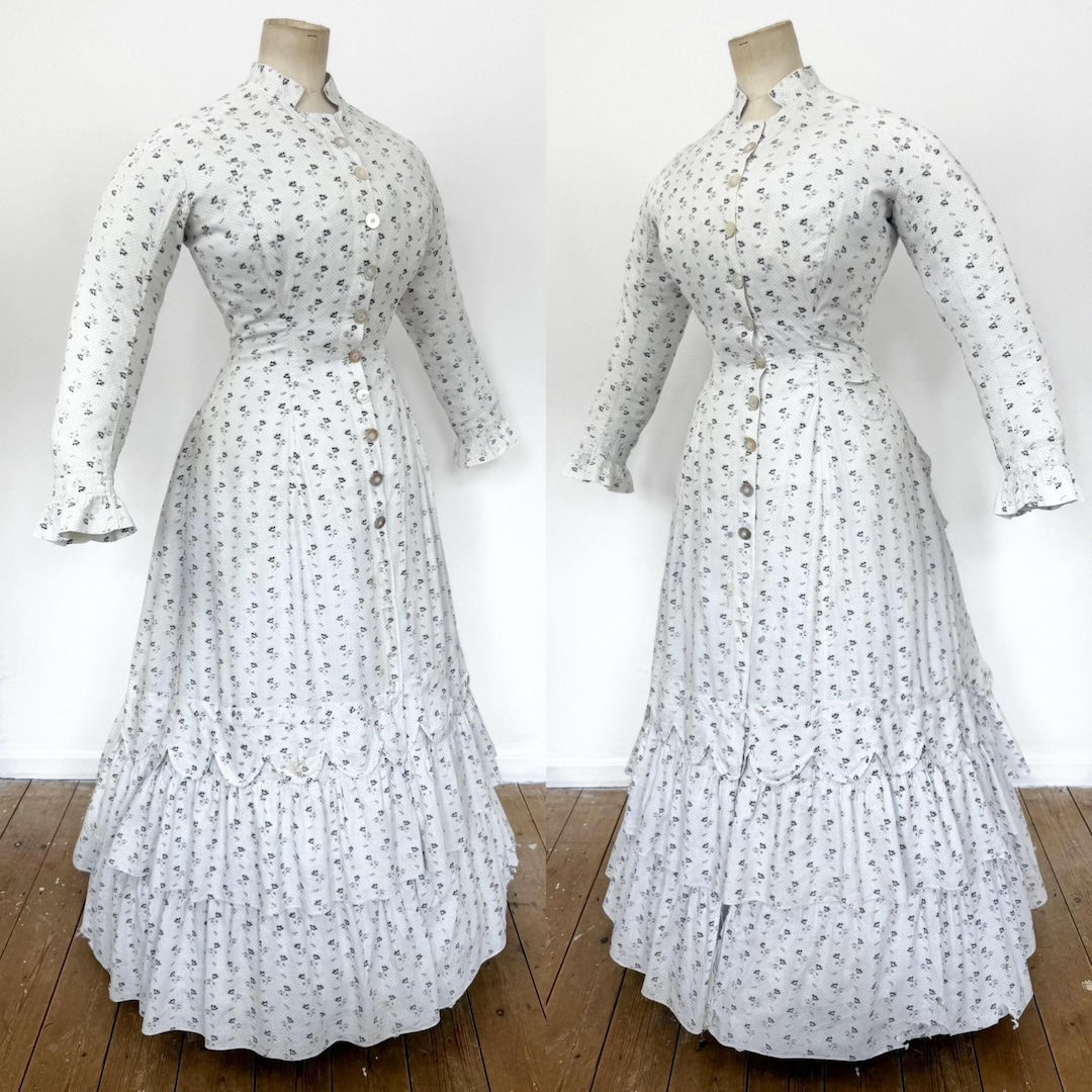 Antique Victorian Dress Printed Cotton Wrapper 1870s - Etsy