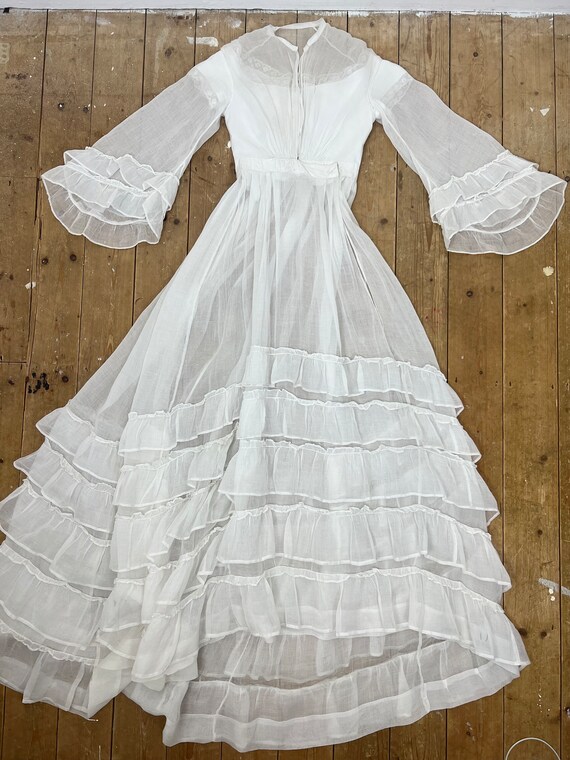 Antique Victorian summer dress 1860s / 1870s bustle - Gem