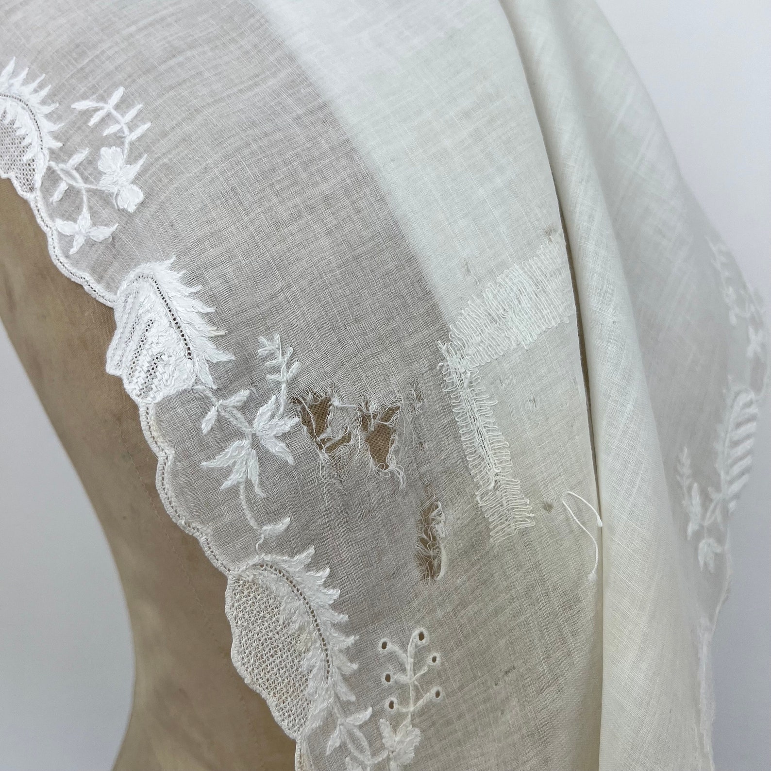 Antique 18th Century Shawl / Fichu Dresden Work Embroidery - Etsy