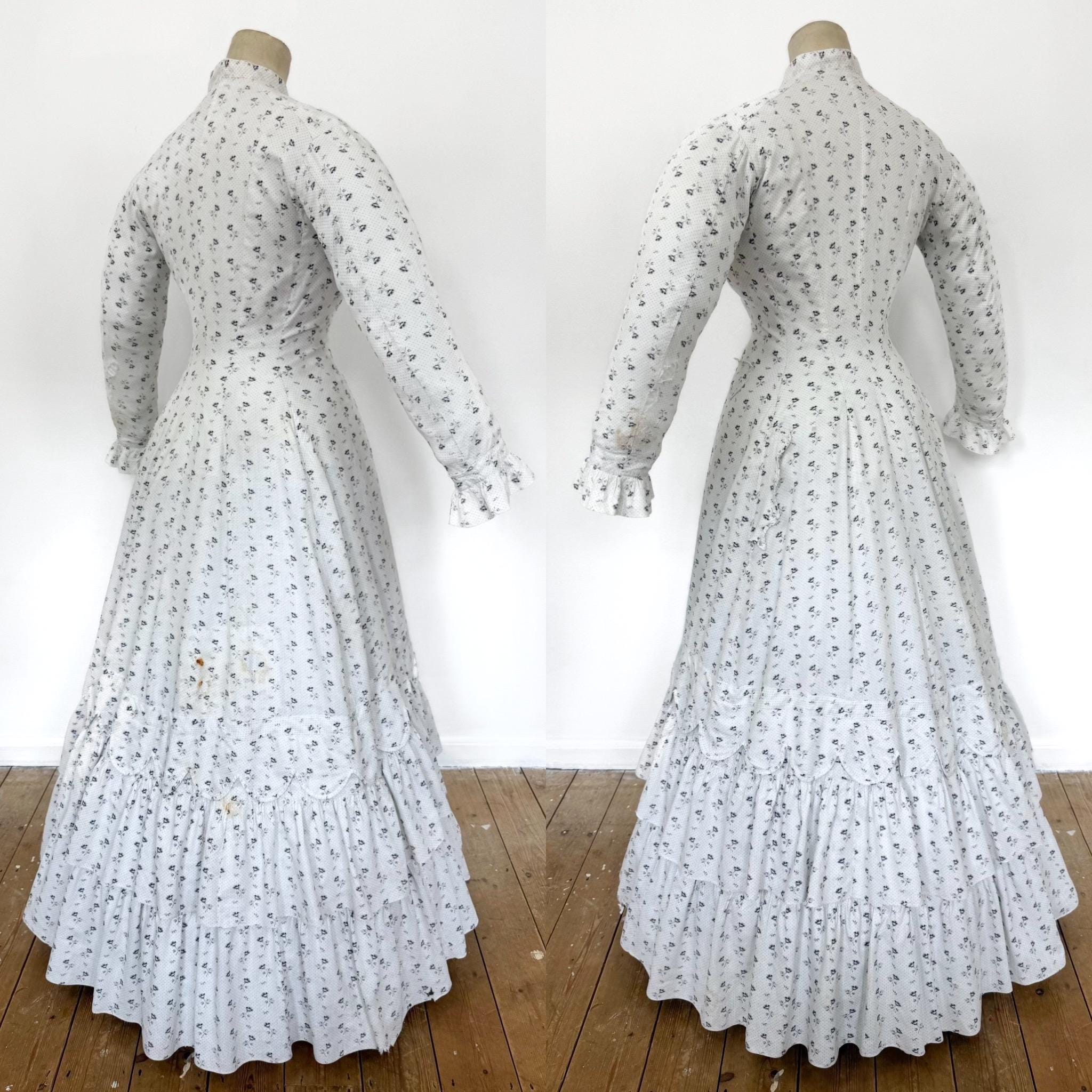 Antique Victorian Dress Printed Cotton Wrapper 1870s - Etsy