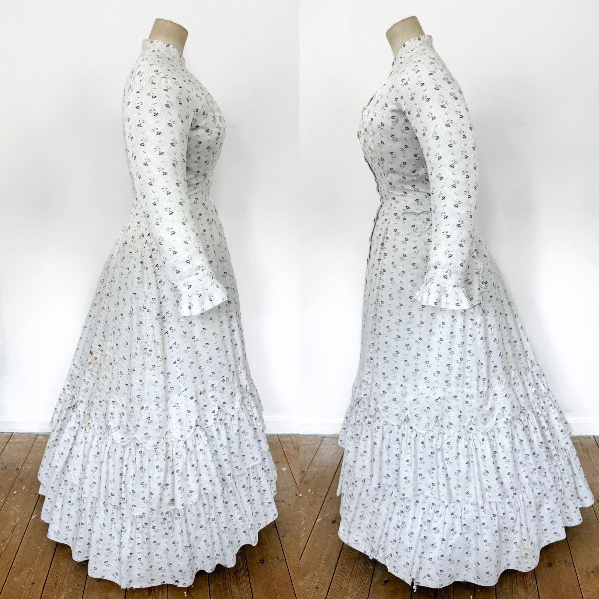 Antique Victorian Dress Printed Cotton Wrapper 1870s - Etsy