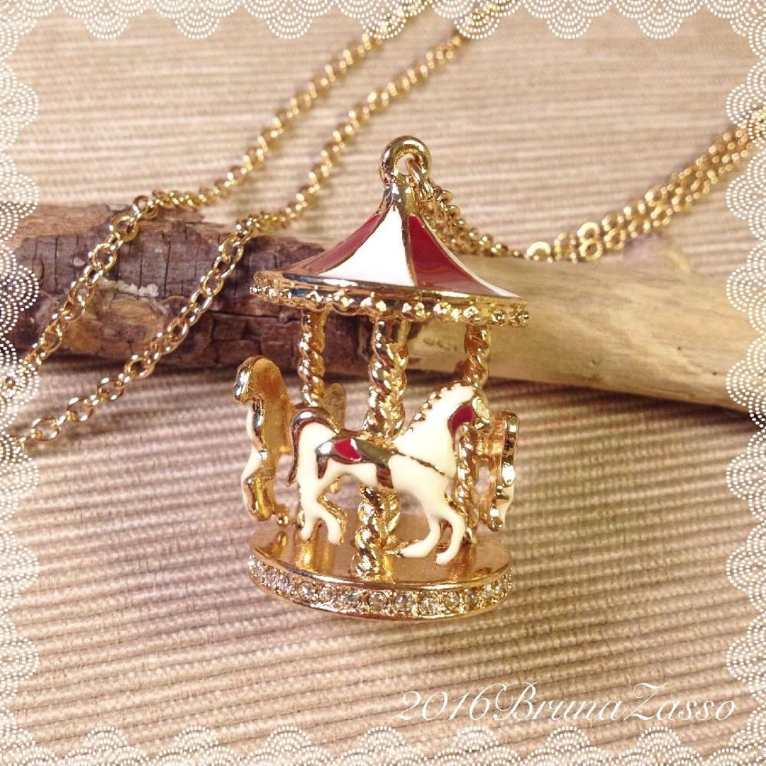Carousel Necklace Carousel Cute Carousel, Merry-go-round Necklace Gold ...