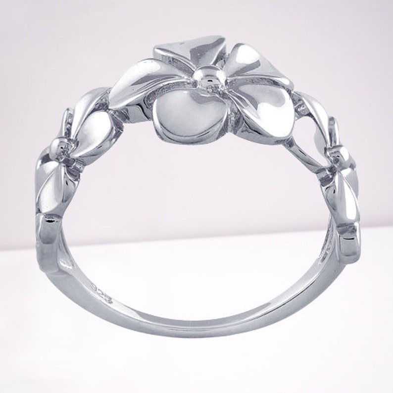925 Sterling Silver Vintage Shiny Triple Flower Motif Band Ring - Etsy