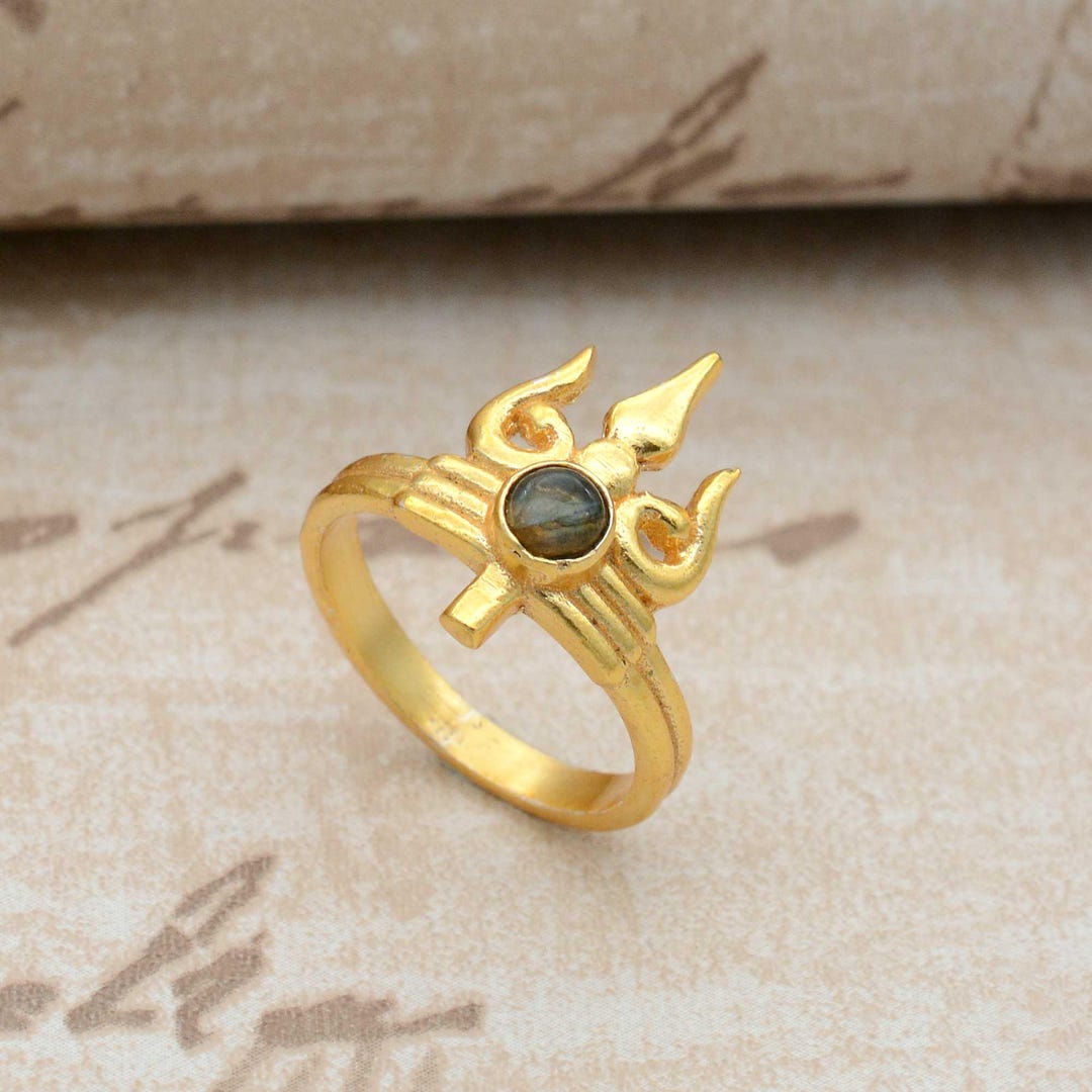 Labradorite Ring, Lord Shiva Ring, Religious Ring, Trishul Ring, Blue Gemstone Rings, Unique ...