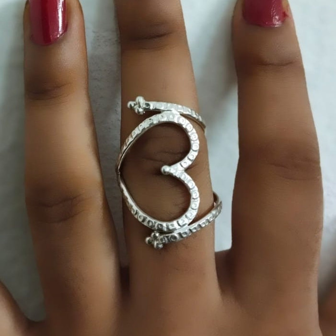 Handmade Splint Ring Silver, German Silver Heart Splint Ring, Finger ...