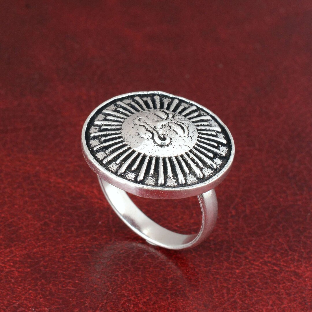 Oxidized Celestial Sun Dainty Ring Men, Engraved Promise Boho Rings for ...