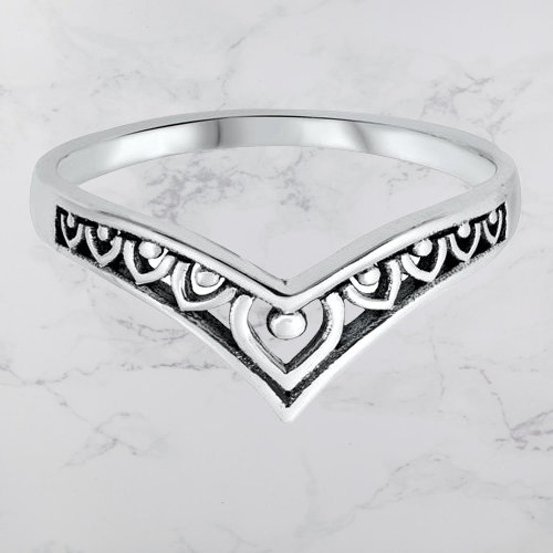 Heart Filigree V Chevron Midi 5mm New Design Celtic Thumb Ring Band 925 ...