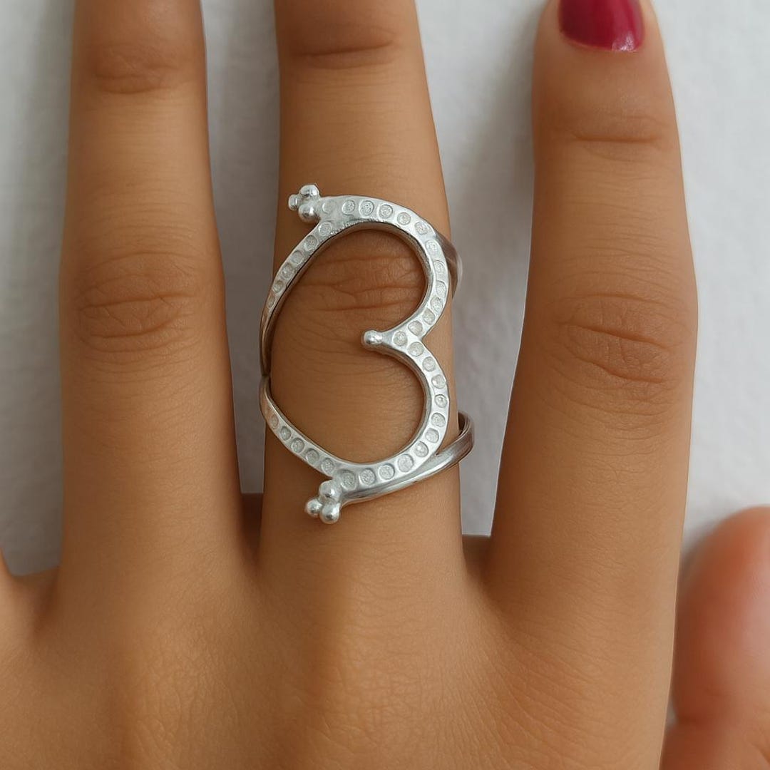 Handmade German Silver Heart Splint Ring, Christmas Jewelry - Etsy