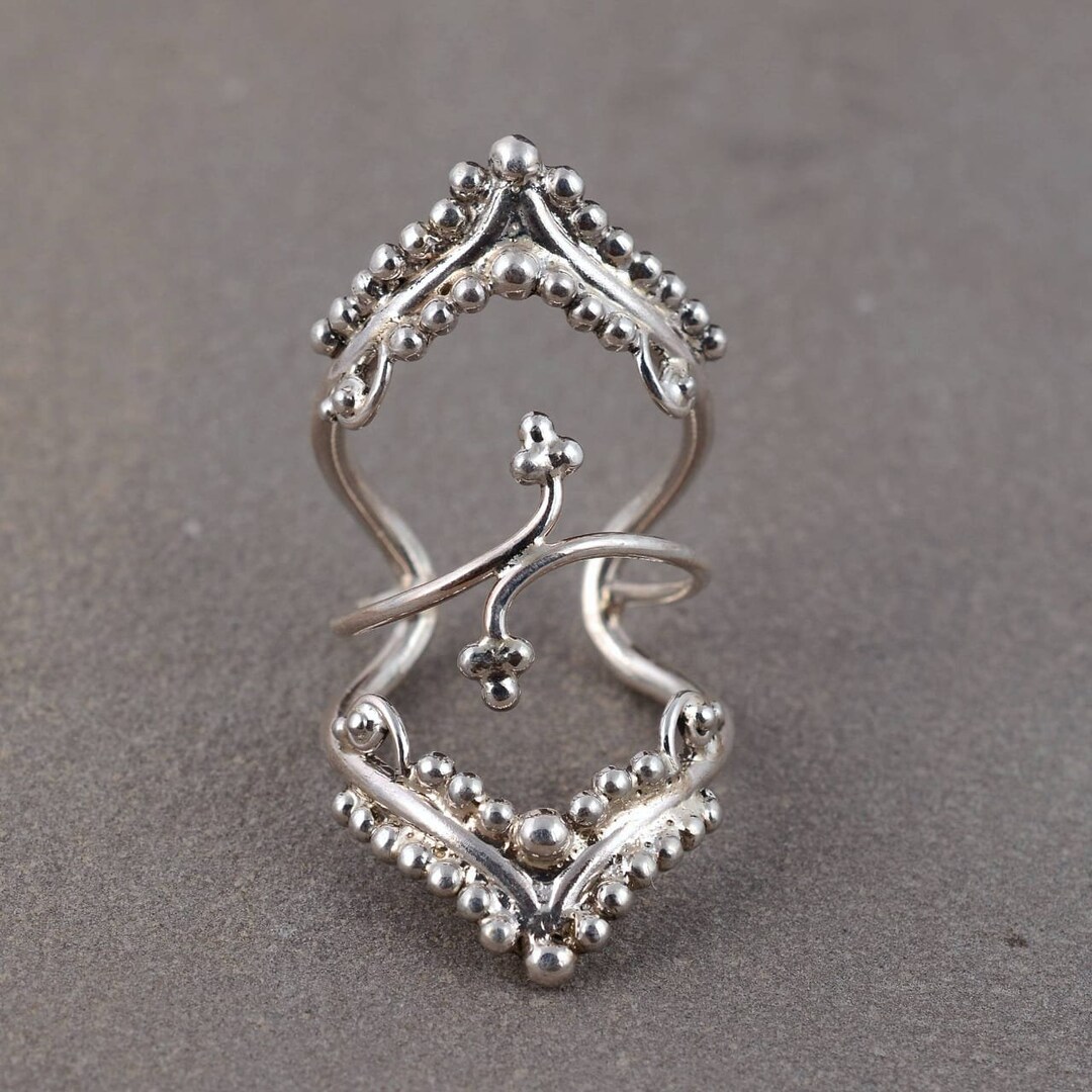 Long German Silver Adjustable Double V-band Ring, Christmas Gift - Etsy