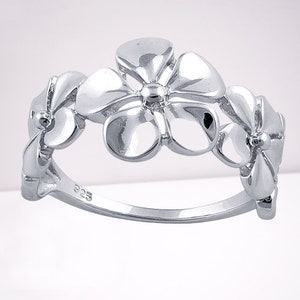 925 Sterling Silver Vintage Shiny Triple Flower Motif Band Ring - Etsy