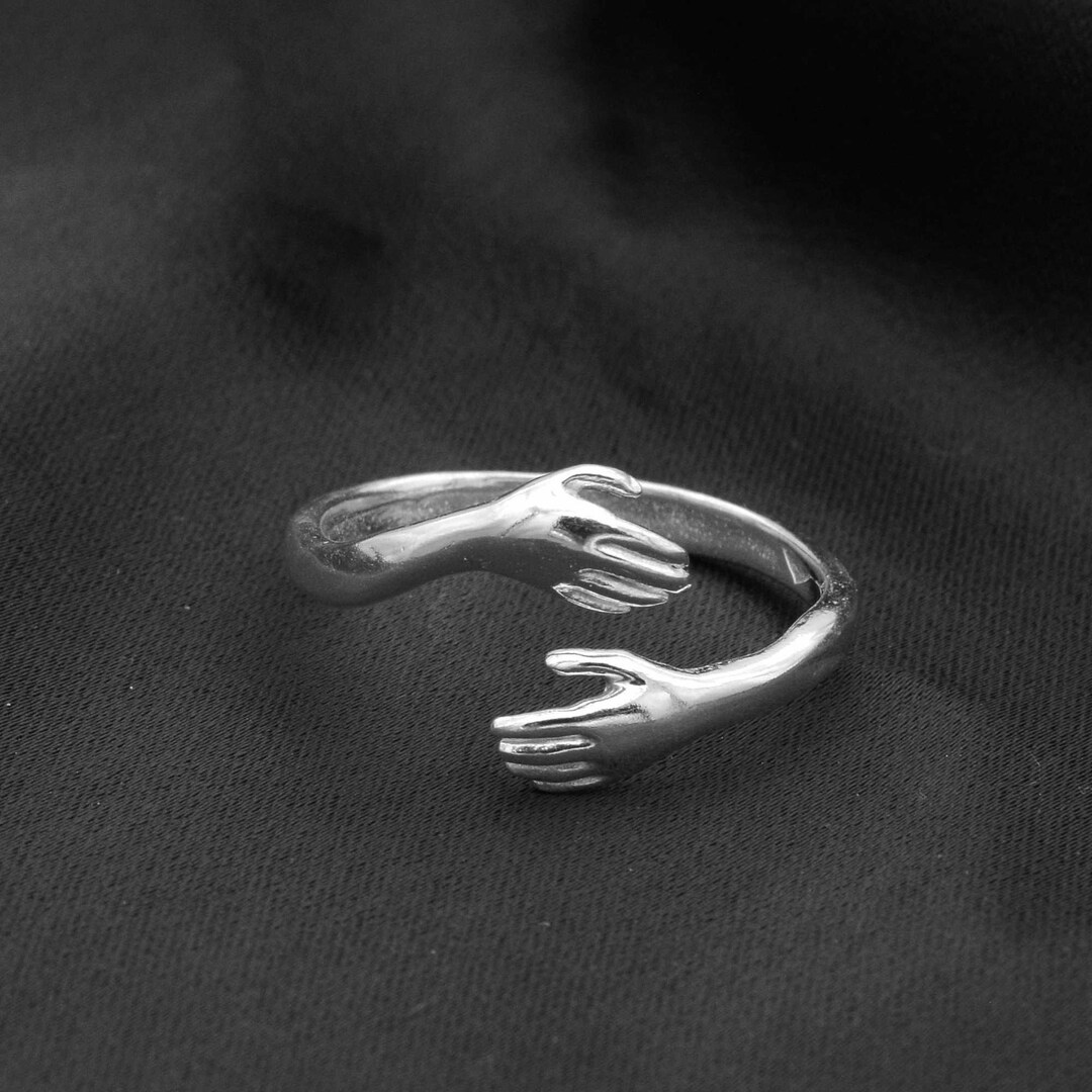 Handmade Hug Ring, Hugging Silver 925k Ring, Unique Expression of Love ...