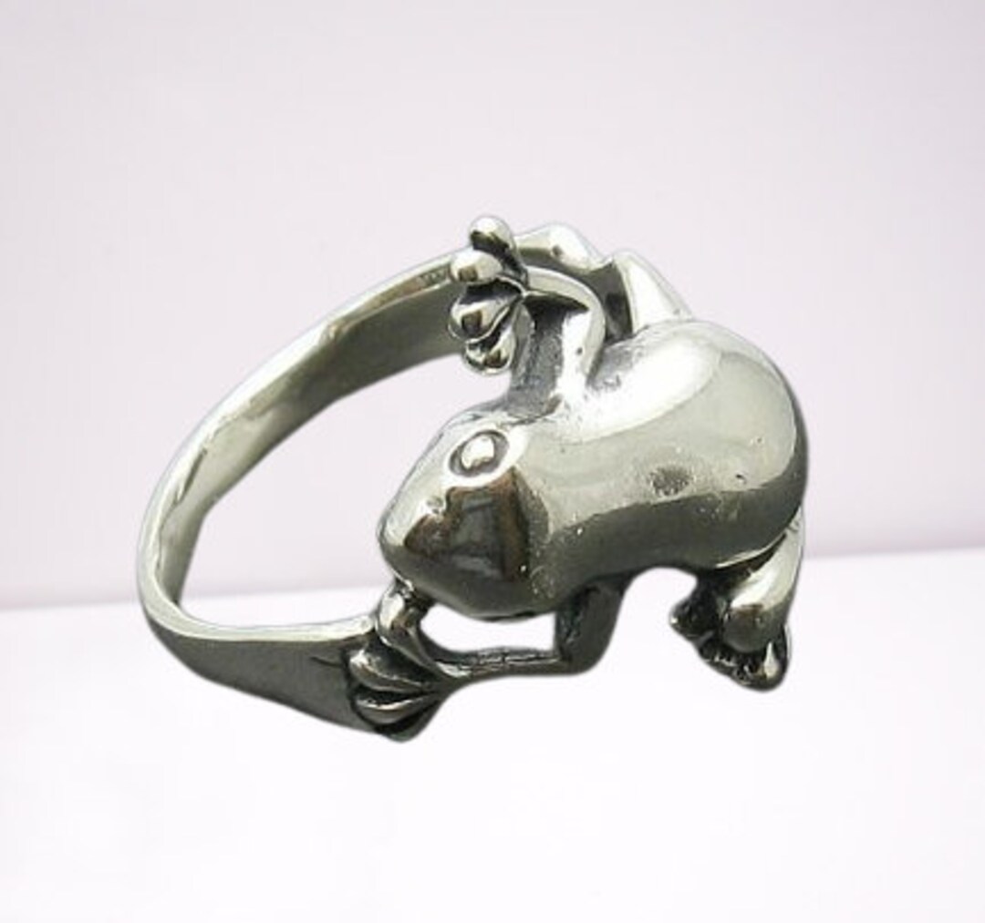 Frog Ring, Sterling Silver Dainty Frog Ring, Animal Ring, Handmade Frog ...