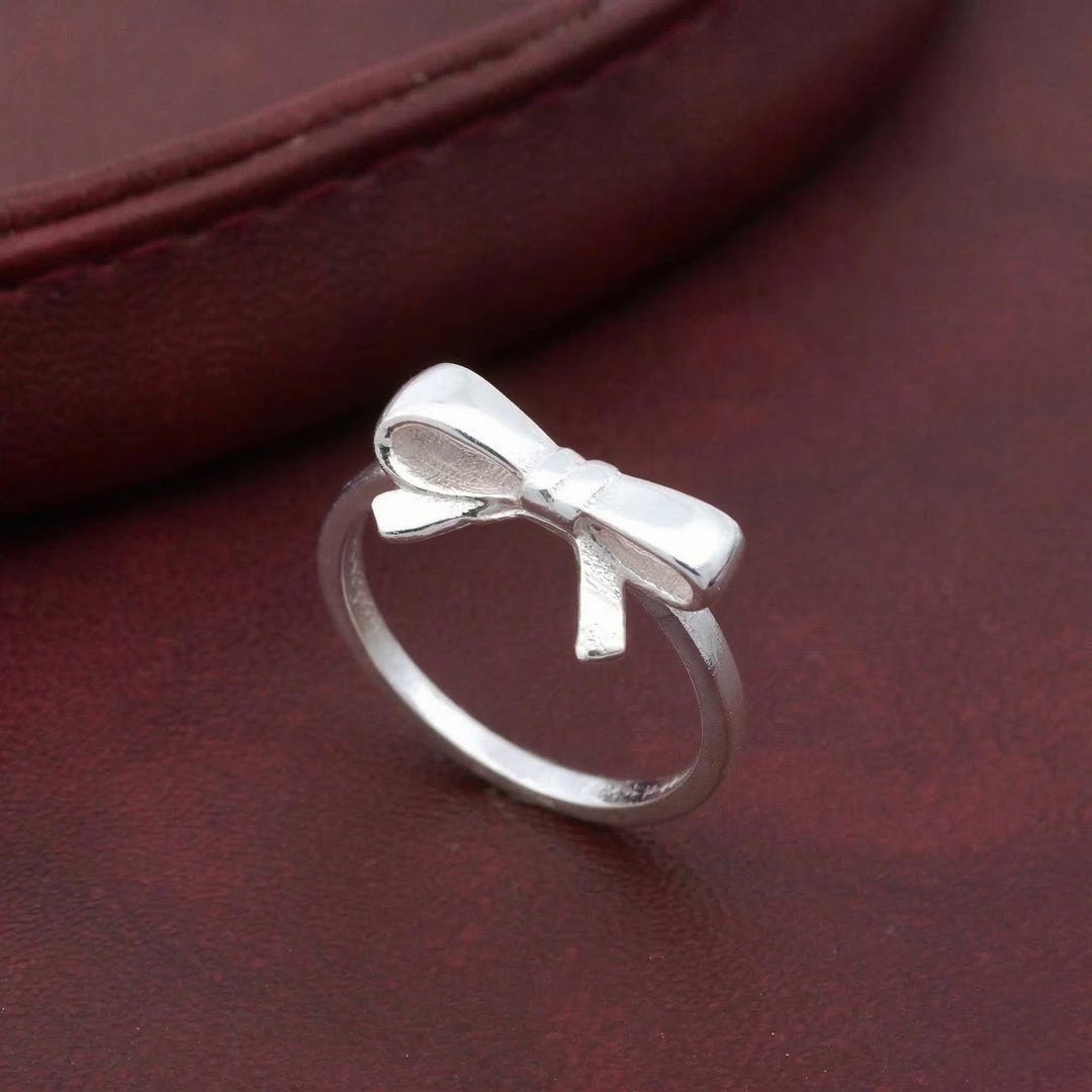 Sterling Silver Bow Ring: Handmade Minimalist Stacking Ring - Etsy