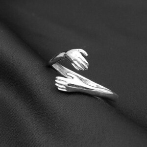 Handmade Hug Ring, Hugging Silver 925k Ring, Unique Expression of Love Ring, Adjustable Hug Ring ...