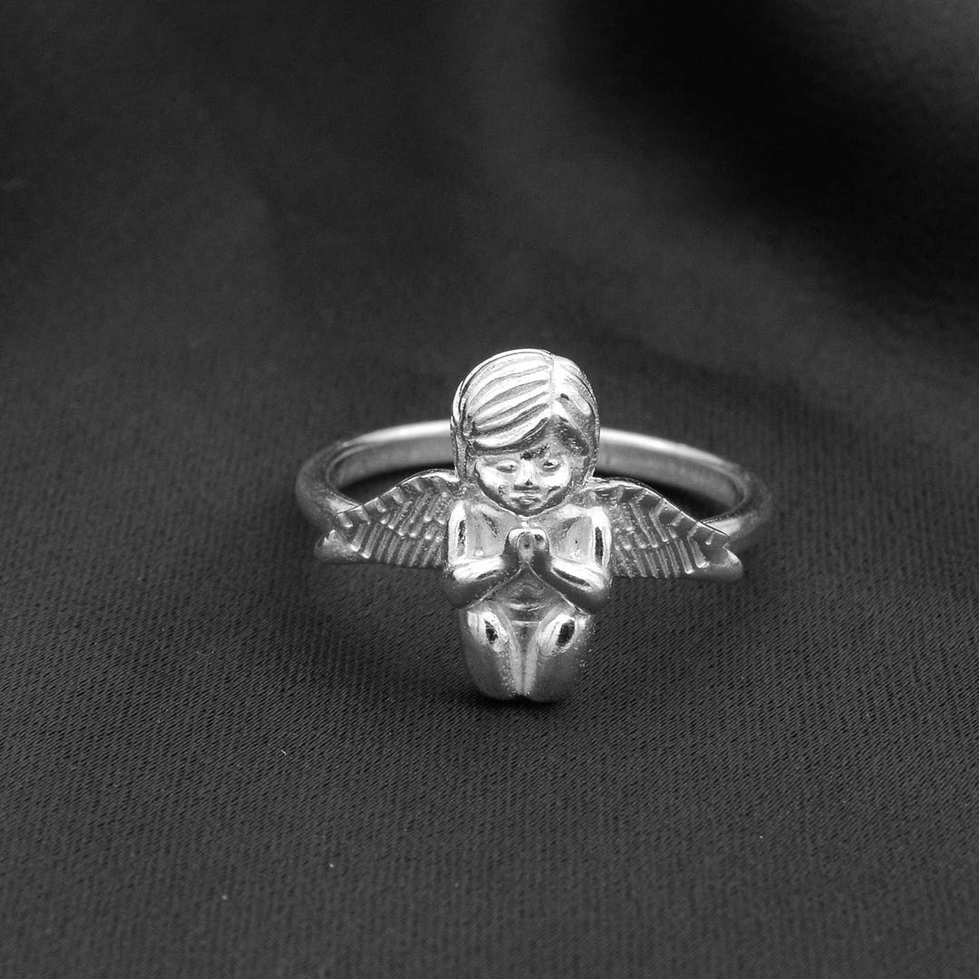 Angel Ring, Silver Angel Ring, Vintage Ring, Religious Ring, Sterling ...