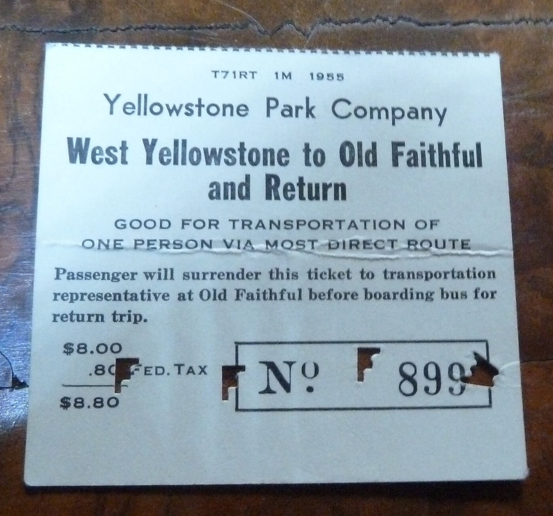 1958 Yellowstone Park Entrance Ticket Old Faithful Return Ticket - Etsy