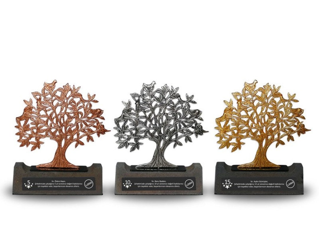 Custom Gold, Silver & Bronze Tree of Life Retirement Award, Customized ...