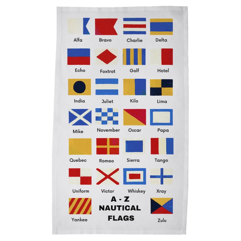 Nautical Flags and Phonetic Alphabet Cotton Tea Towel - Etsy UK