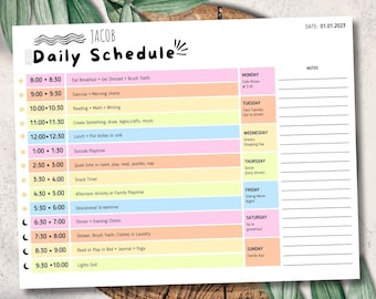 Editable Daily Schedule Template, Daily Routine, Kids Planner for ...