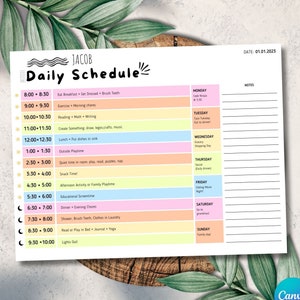 Editable Horizontal Daily Schedule Template, Daily Routine, Kids ...
