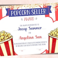 Scout Popcorn Seller Award Certificate - End of Year Ceremony Printable ...