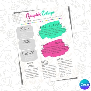 Editable Class Syllabus Template, Templates for Teachers, Middle & High ...
