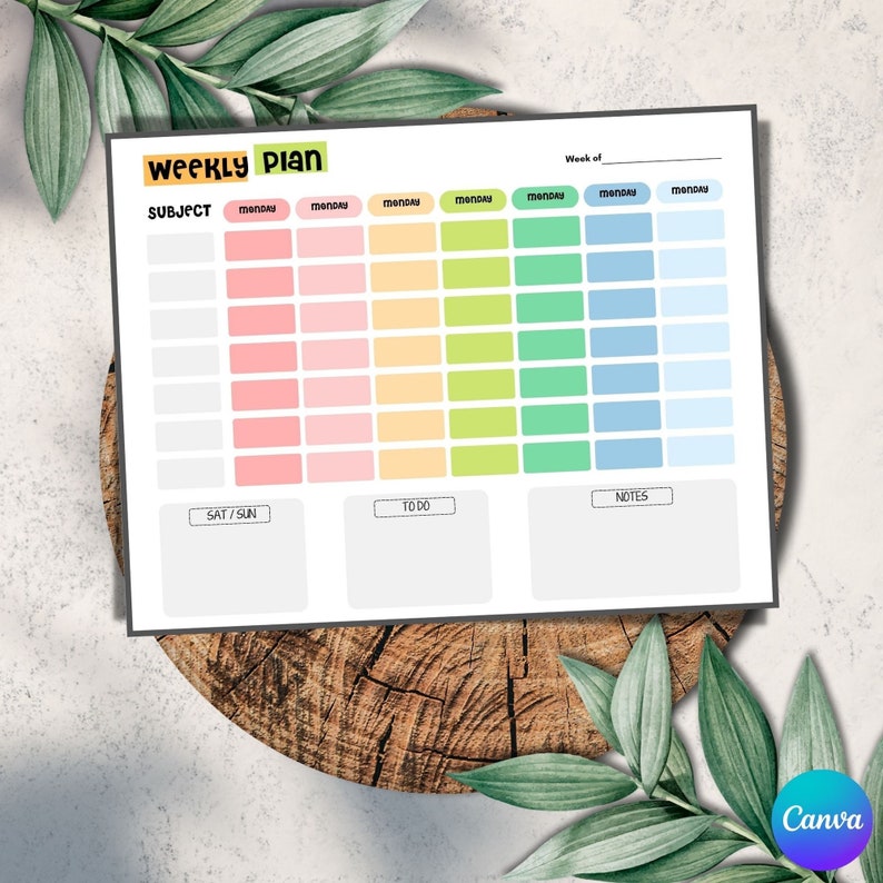 Editable Homeschool Weekly Schedule, Printable Weekly Plan, Custom ...