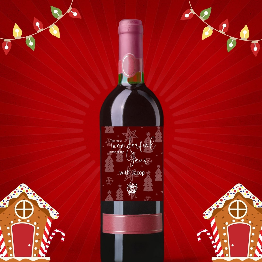 Christmas Wine Label Template, Custom Wine Label, Wine Gift Label ...