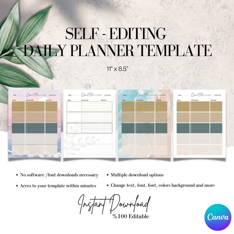 Editable Goal Planner Printable Goal Progress Boho Goal - Etsy