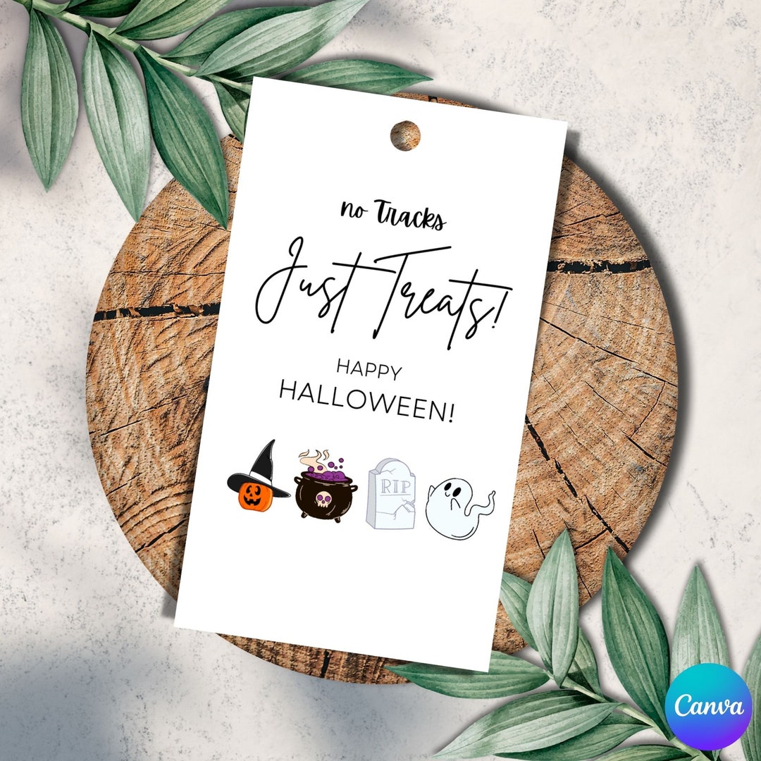 Printable Halloween Tags, Halloween Gift Tag, No Tricks Just Treats ...