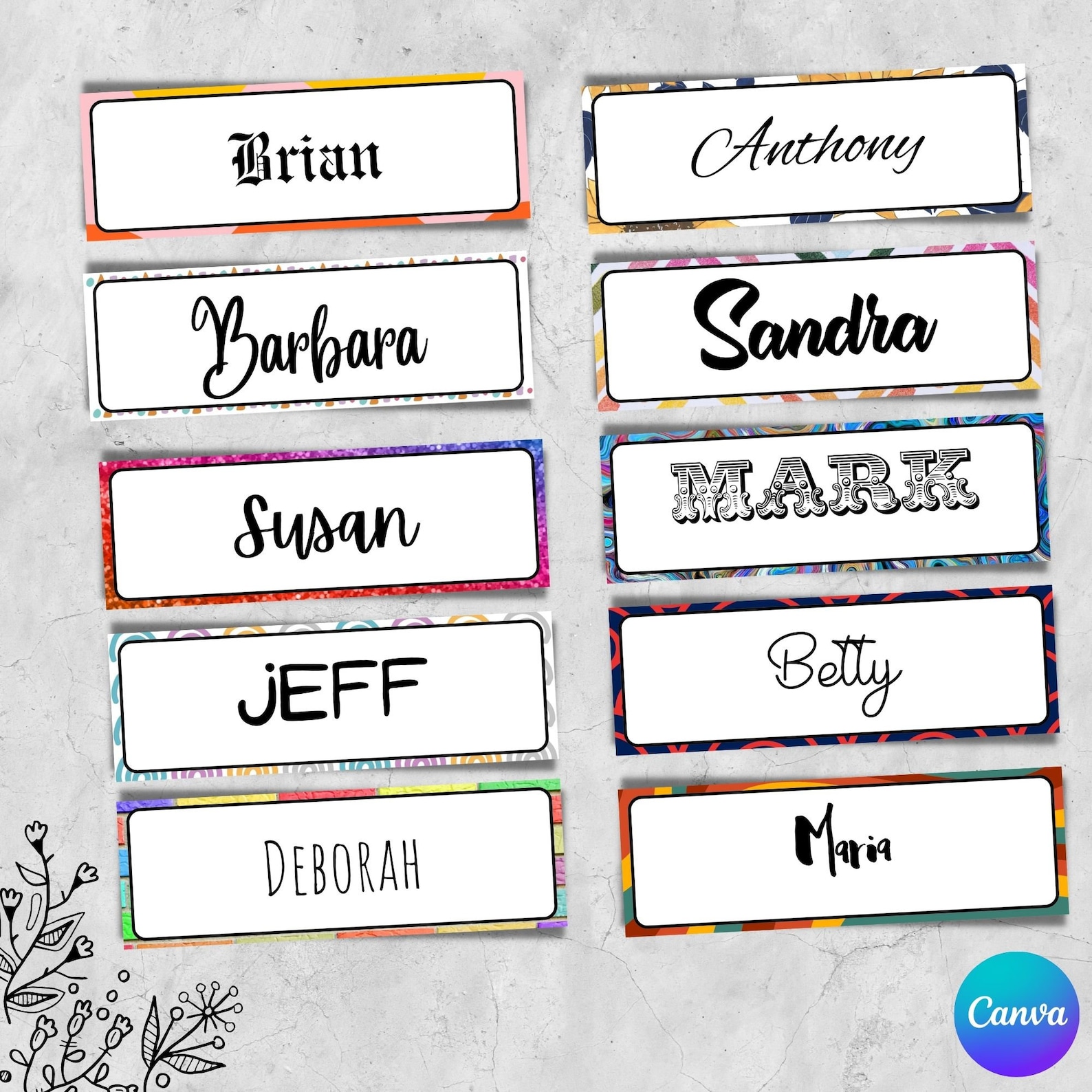 Editable Name Tags Template, 20 FONTS, Editable School Supply Labels ...