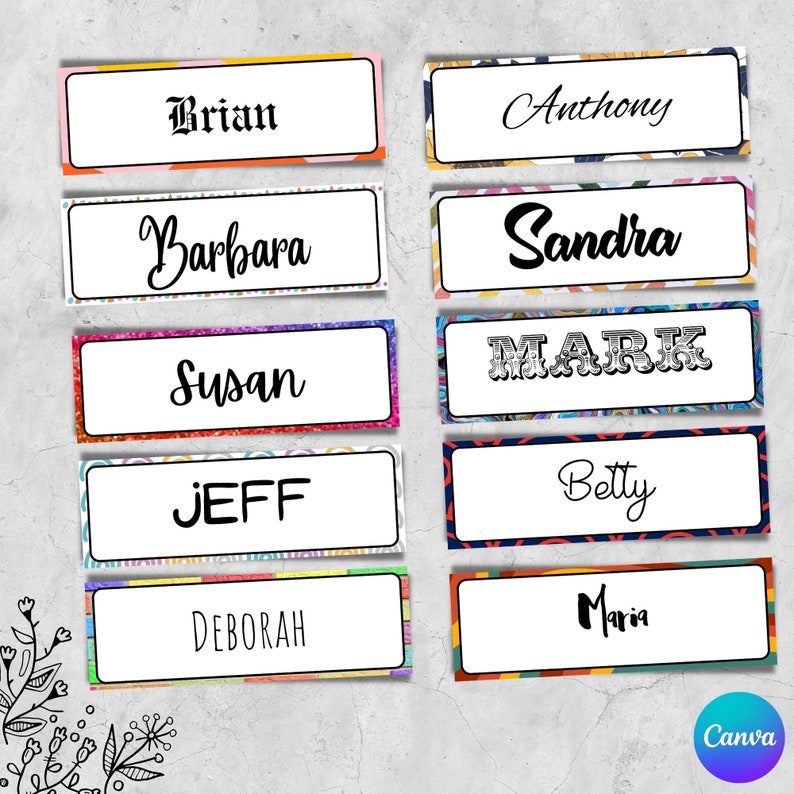 Editable Name Tags Template, 20 FONTS, Editable School Supply Labels ...